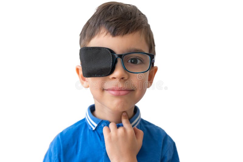 Boy in Glasses with Eye Patch. Occluder, Lazyeye, Amblyopia, Strabismus ...