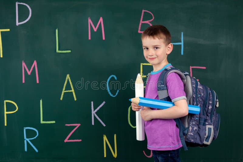 The Boy Goes To the First Class Stock Image - Image of book, people ...