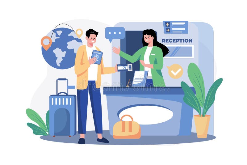 Boy Going To the Reception for Boarding Check Stock Vector ...