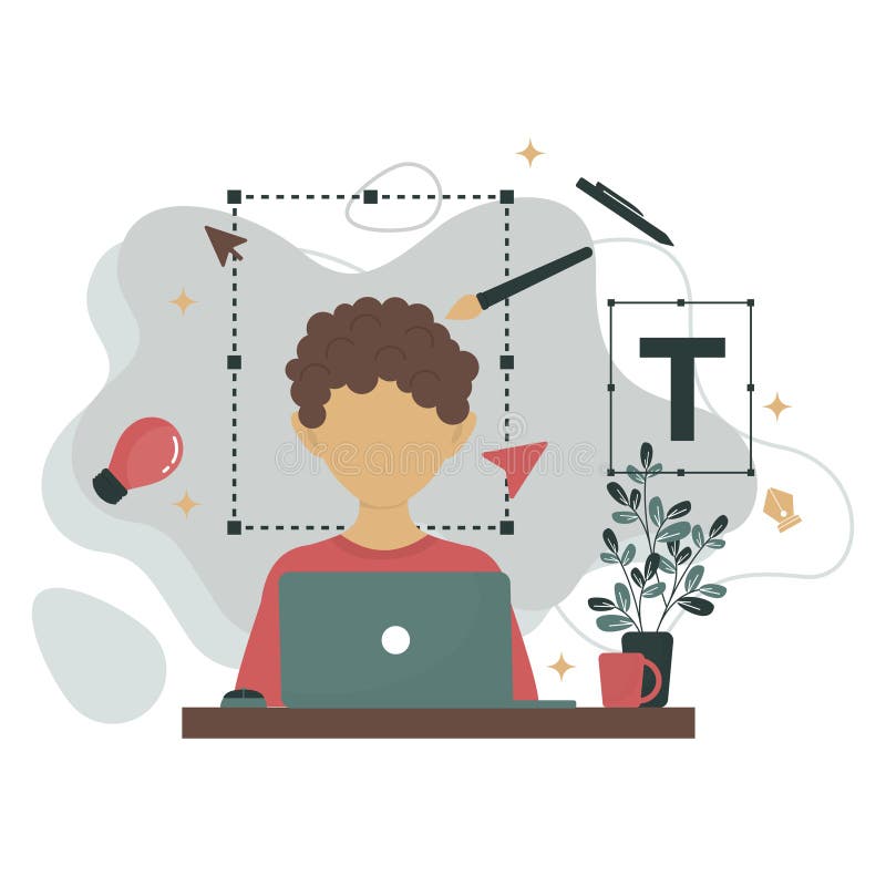 Boy Graphic Designer Digital Graphic Drawing Tool Flat Design ... Boy Graphic Designer Digital Graphic Drawing Tool Flat Design ...