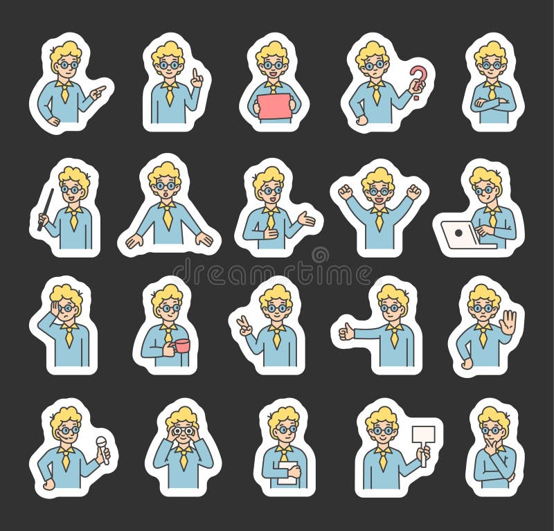 Boy guide character set stock vector. Illustration of question - 386663533