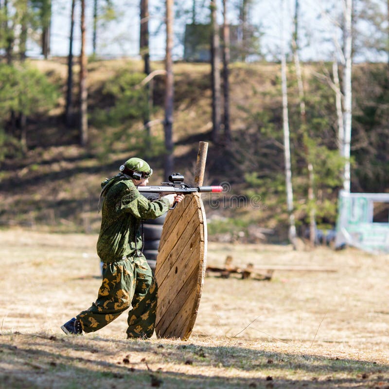 Boy with a Gun Playing Lazer Tag Stock Photo - Image of warrior, male ...