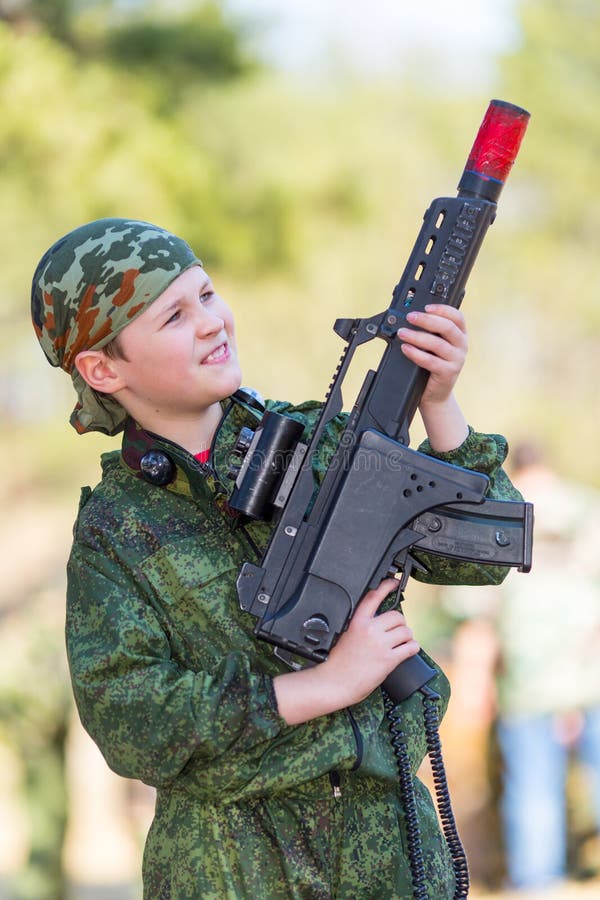 Boy with a Gun Playing Lazer Tag Stock Photo - Image of game, leisure ...