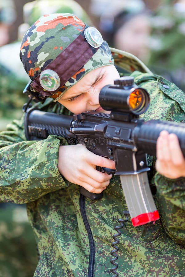 Boy with a Gun Playing Lazer Tag Stock Image - Image of soldier ...