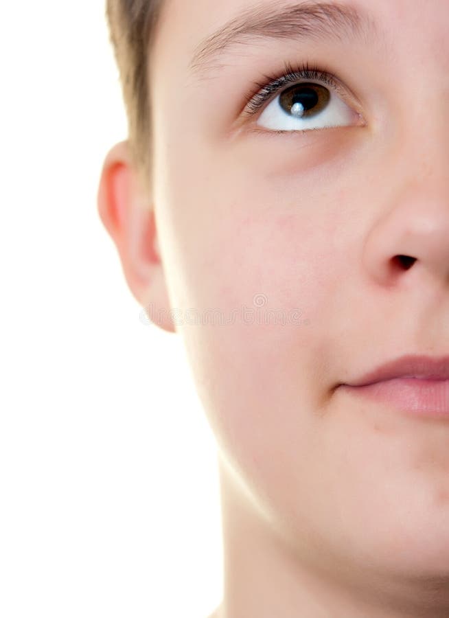Boy half face stock image. Image of looks, white, seriously - 13672197
