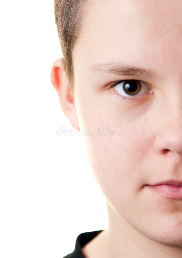 Boy half face stock image. Image of looks, white, seriously - 13672197
