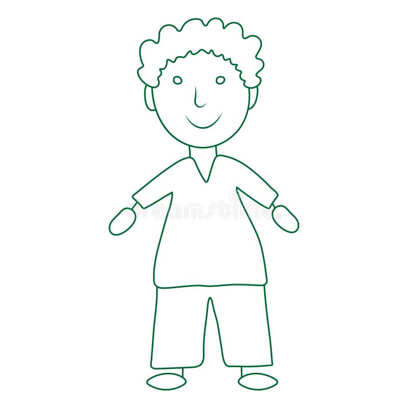 Boy in Hand Drawn Style, Kid S Drawing. Vector Illustration Stock ...