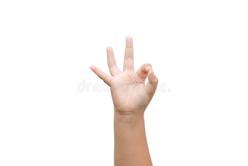 Boy Hand Showing Two Fingers As Victory Sign on White Background Stock ...