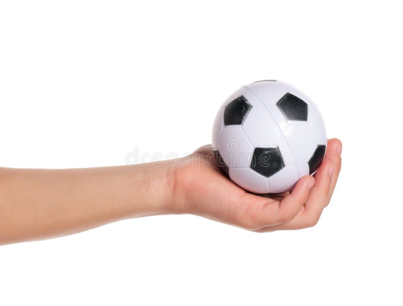 Hand hold soccer ball stock image. Image of association - 805425