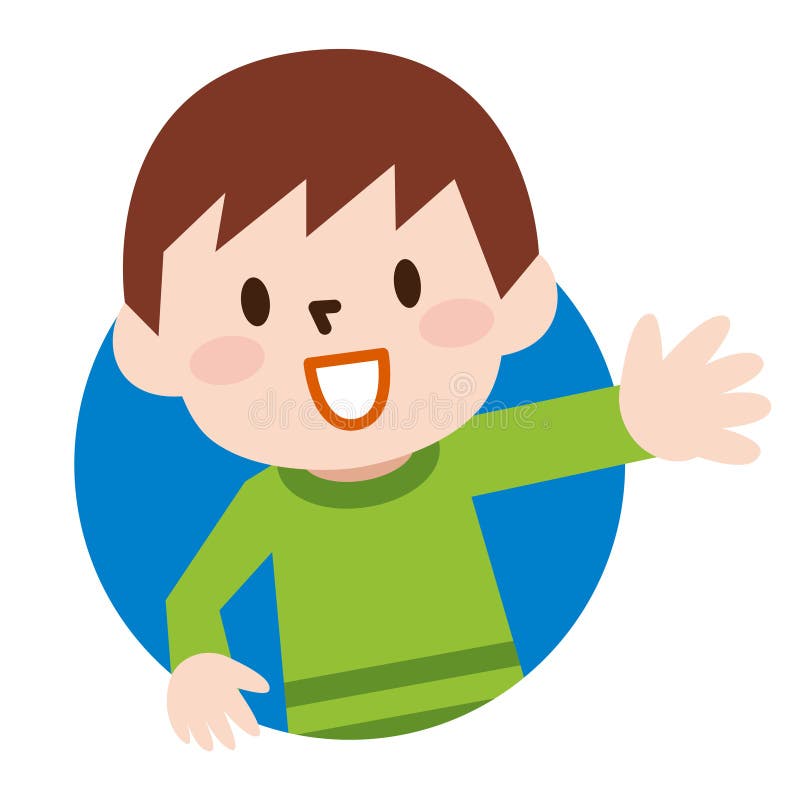 Boy with a Hand Waving Smile Stock Vector - Illustration of smile, cute ...
