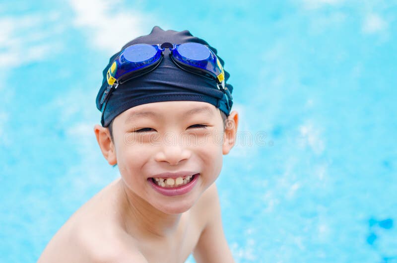 Boy happy at swimming pool stock photo. Image of pool - 78304898