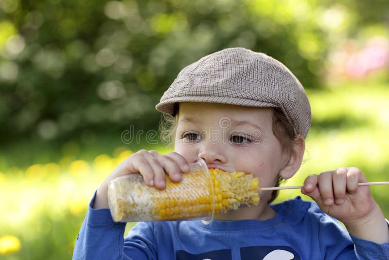 Child, corn stock image. Image of garden, holding, lovely - 32501989