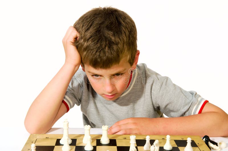 The Boy Has a Difficult Chess Situation Stock Photo - Image of learn ...