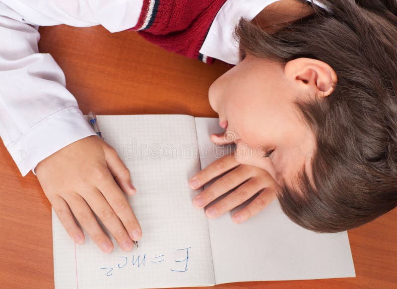 The Boy Has Fallen Asleep on a School Desk Stock Photo - Image of child ...