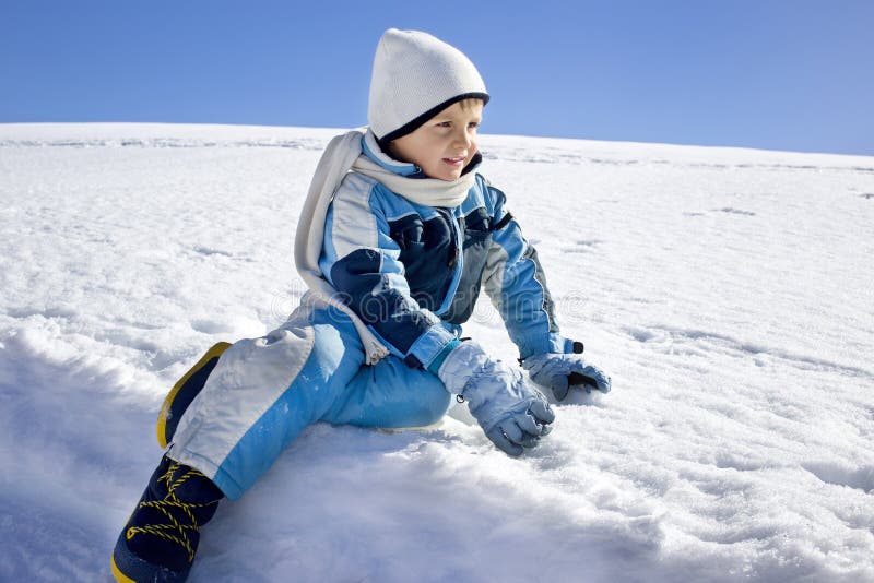 Boy Has Fun in the Mountains, Winter Fun Stock Photo - Image of ...