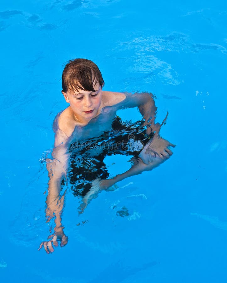 Boy Has Fun Swimming in the Pool Stock Image - Image of smile, contrast ...