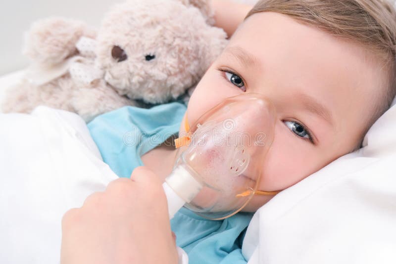 Boy has inhalation stock photo. Image of doctor, girl - 206322706