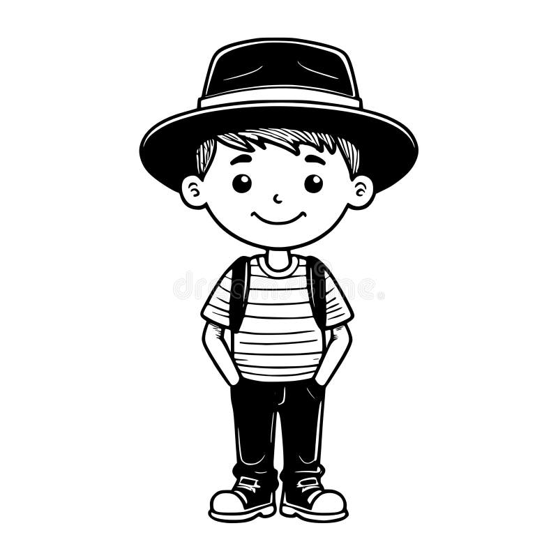 Boy in a hat. illustration stock illustration. Illustration of fashion ...