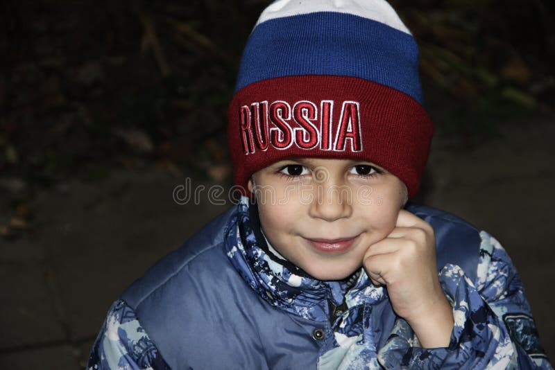 Boy in hat Russia stock photo. Image of expressive, beautiful - 95165824