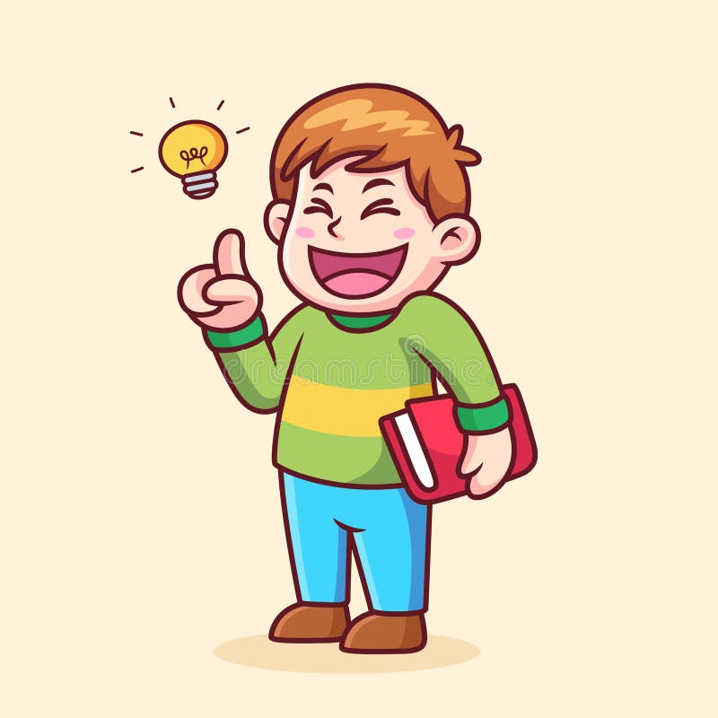 Boy Have Idea Cartoon. Vector Icon Illustration, Isolated on Premium ...
