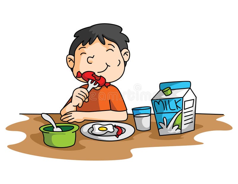 Cartoon Boy Having Breakfast Stock Illustrations – 279 Cartoon Boy ...