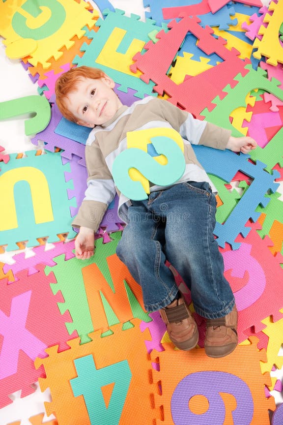 Boy Having Fun Learning Kids Alphabet Letters Stock Photo - Image of ...