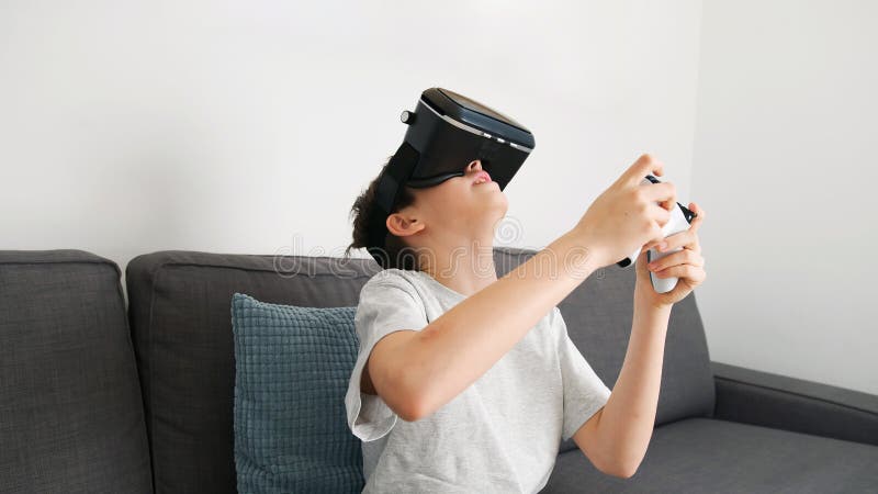Boy Having Fun Playing Virtual Reality Simulation Games Stock Image ...