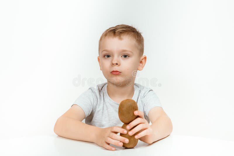 A Boy Having Fun on Studio Grey Background. Stock Photo - Image of nice ...