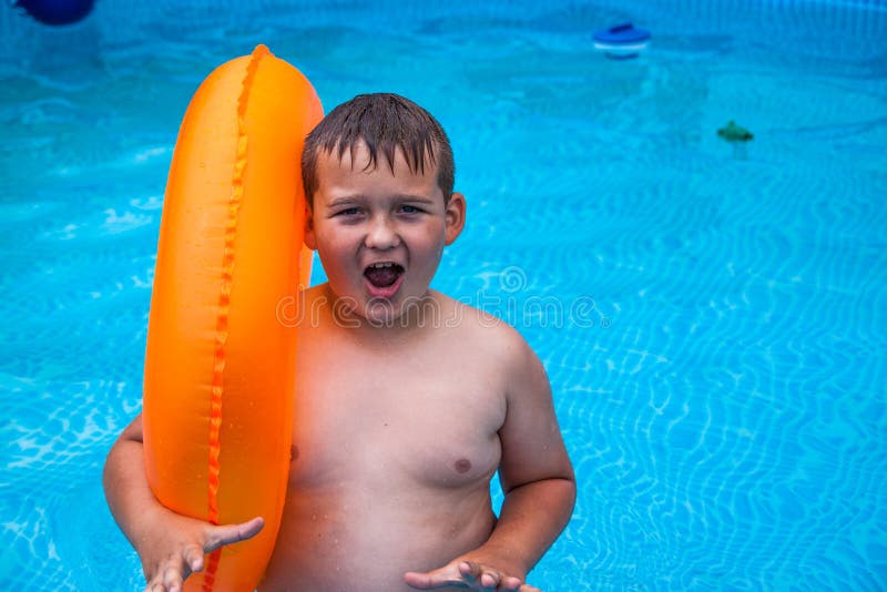Boy in Having Fun in the Swimming Pool Stock Photo - Image of happiness ...