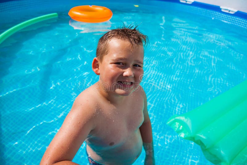 Boy in Having Fun in the Swimming Pool Stock Image - Image of aqua ...