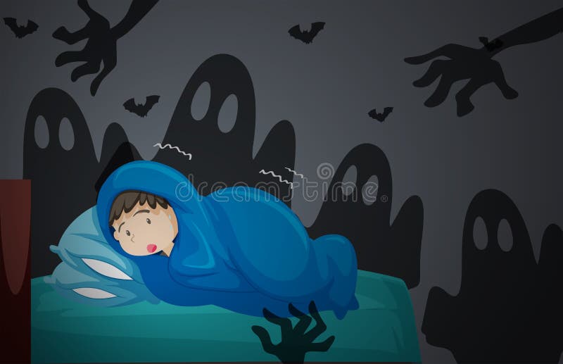Man having a nightmare stock illustration. Illustration of draw - 35815620