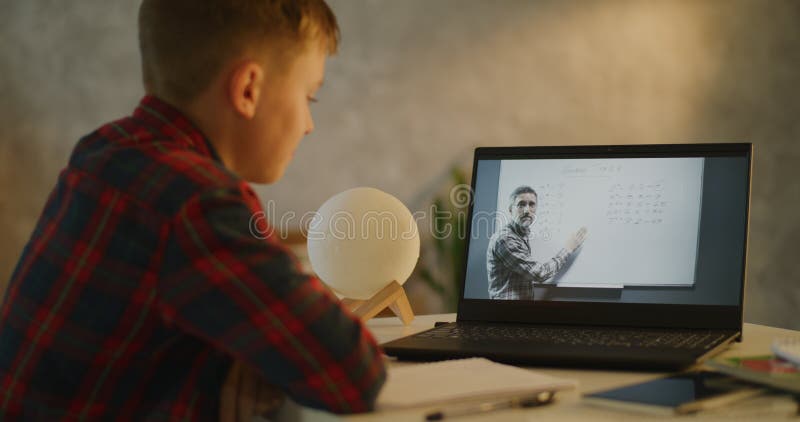 Boy Having Online Maths Class Stock Photo - Image of mathematics ...