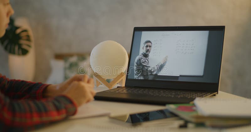 Boy Having Online Maths Class Stock Photo - Image of technology ...