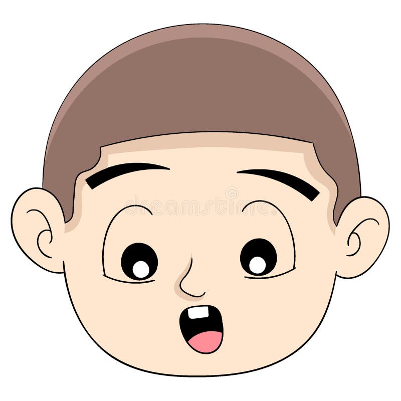 Boy Head Emoticon Looking Down with Gape in Surprise Stock Vector ...