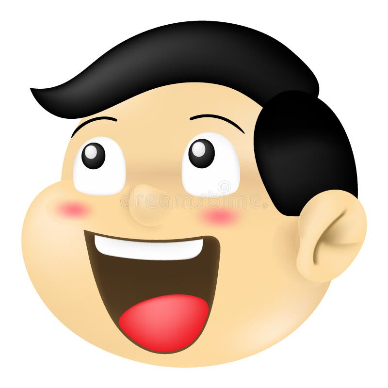 Boy Head with a Laughing Face and Chubby Cheeks Stock Vector ...