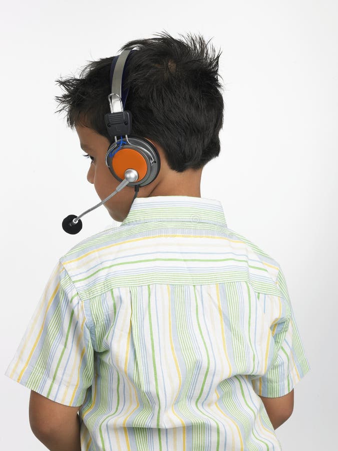 Boy with head phones stock photo. Image of mouth, music - 6331476