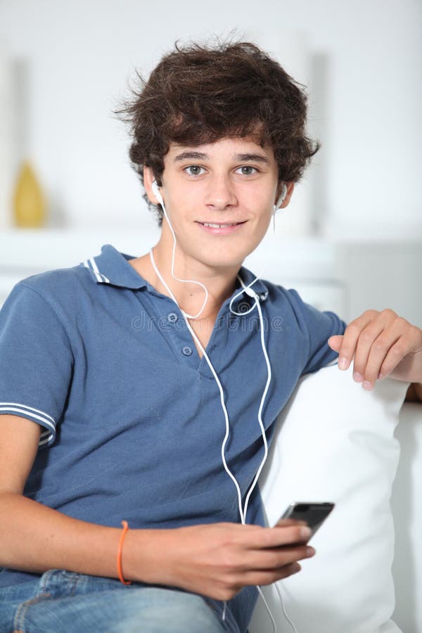 Boy with headphones stock image. Image of student, caucasian - 16045393