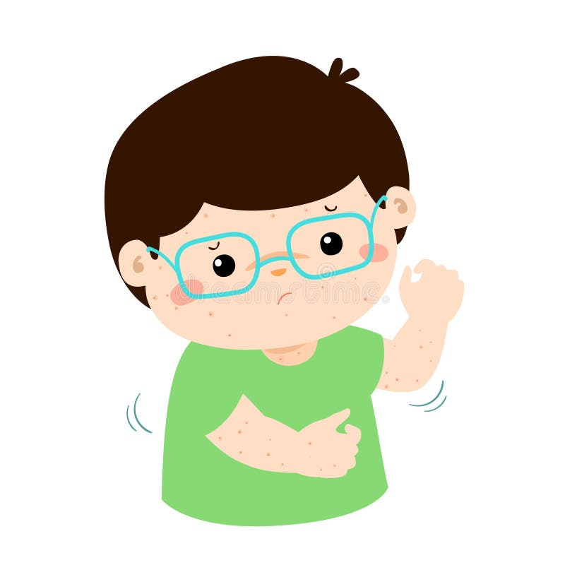 Boy Scratching Itching Rash on His Body Stock Vector - Illustration of ...