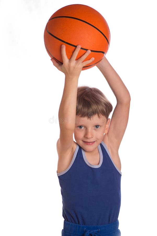 The Boy Held a Basketball Ball Behind the Back Stock Photo - Image of ...