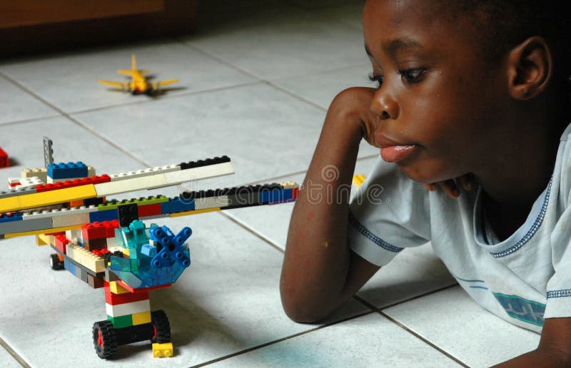 Boy and His Aircraft Creation Stock Photo - Image of discouraged ...