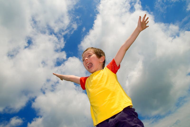 Boy with His Arms Wide Open Stock Image - Image of wide, blue: 2581245