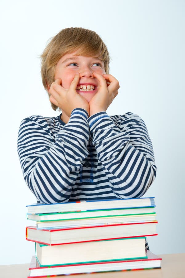 Boy with his books stock photo. Image of cheerful, educated - 37074174