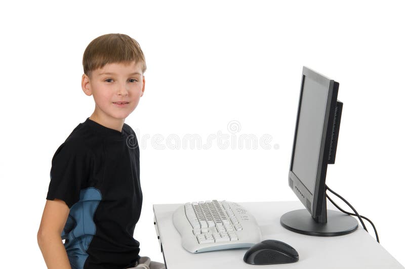 Boy on His Computer stock photo. Image of internet, email - 3878044