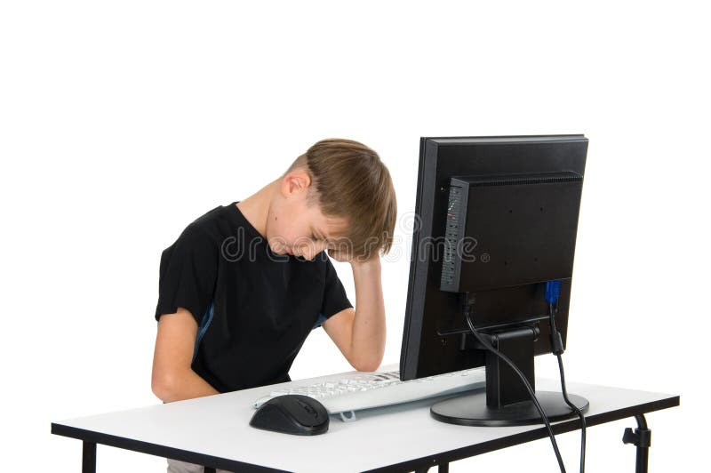 Boy on His Computer stock photo. Image of child, monitor - 3893236