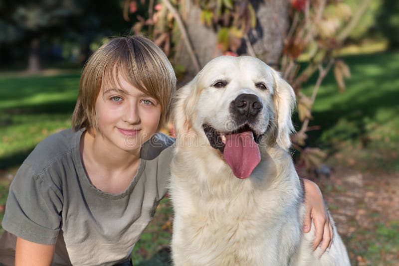 Happy Boy and his dog stock image. Image of family, child - 9673859