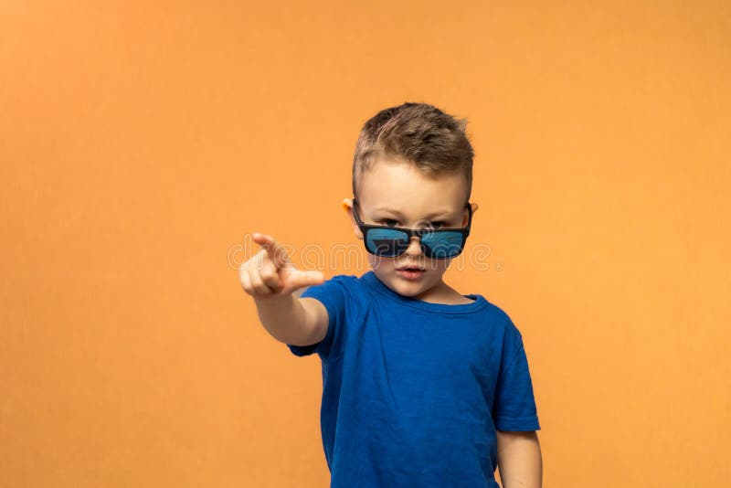 Boy with His Fingers Pointed at the Camera. Child with Positive ...