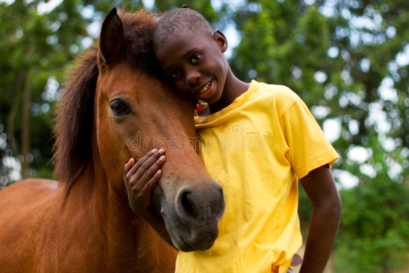 A boy and his horse stock image. Image of male, country - 32980645