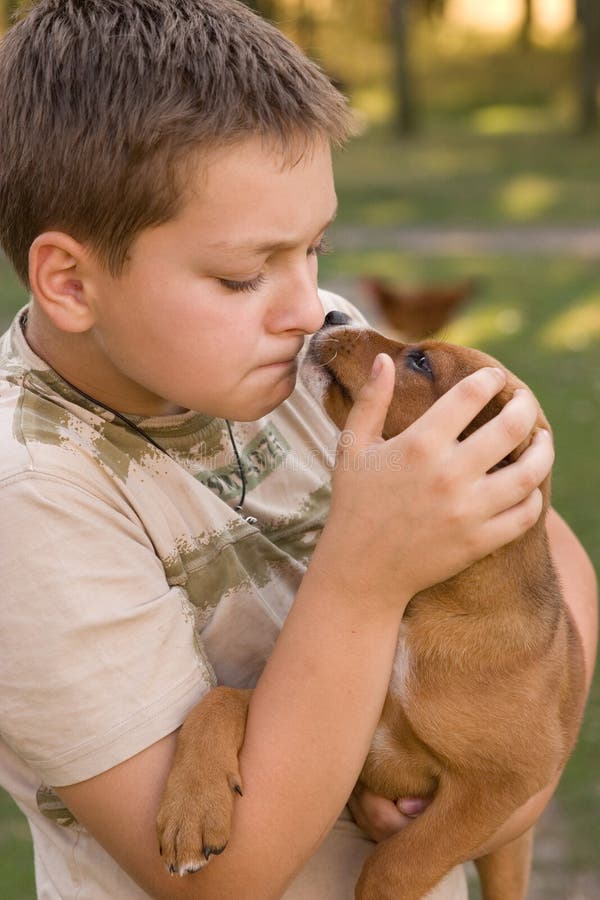 Boy and his pet stock photo. Image of dogs, children, years - 3085790