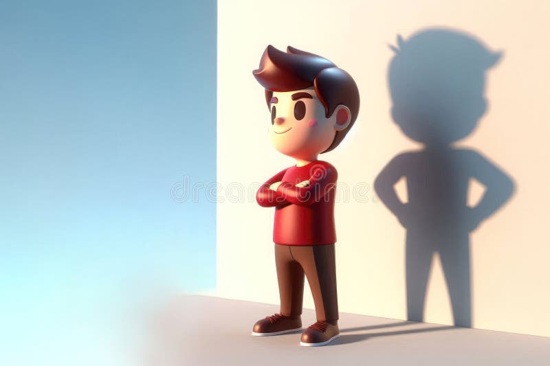 A Boy and His Shadow on the Wall. Space for Text. Stock Illustration ...