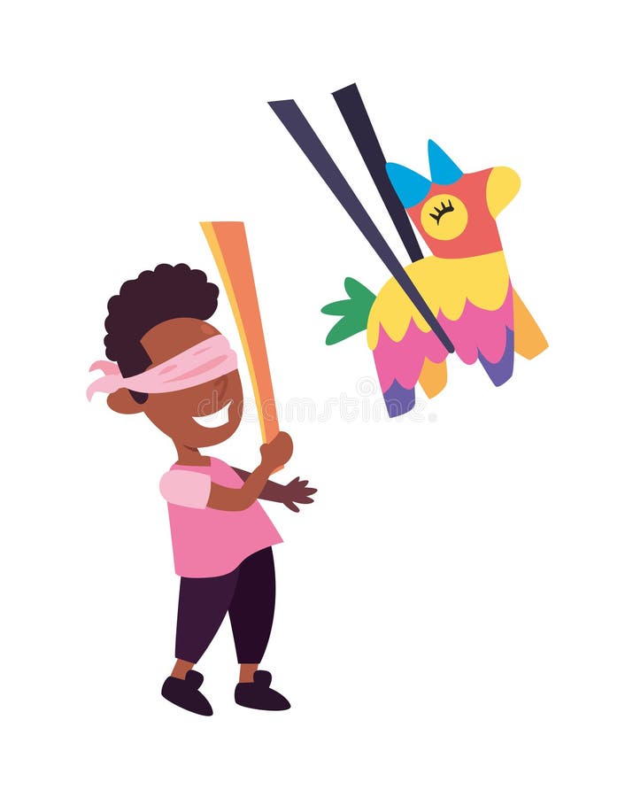 Boy Hitting the Pinata Party Stock Vector - Illustration of child ...
